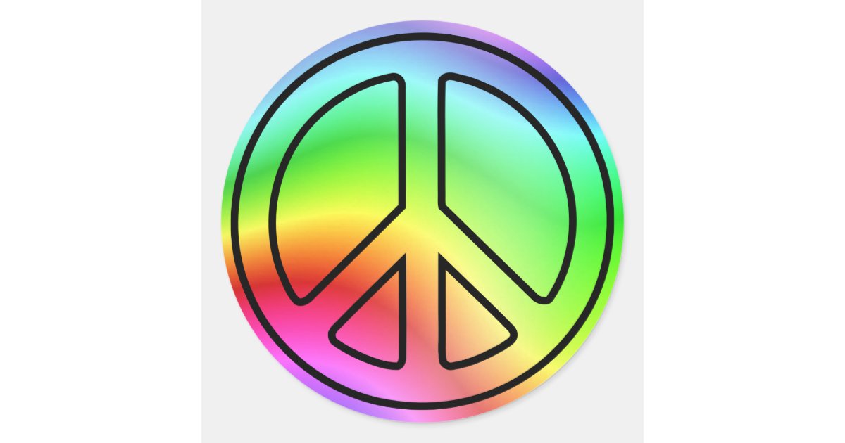Rainbow Peace Sign Classic Round Stickers | Zazzle