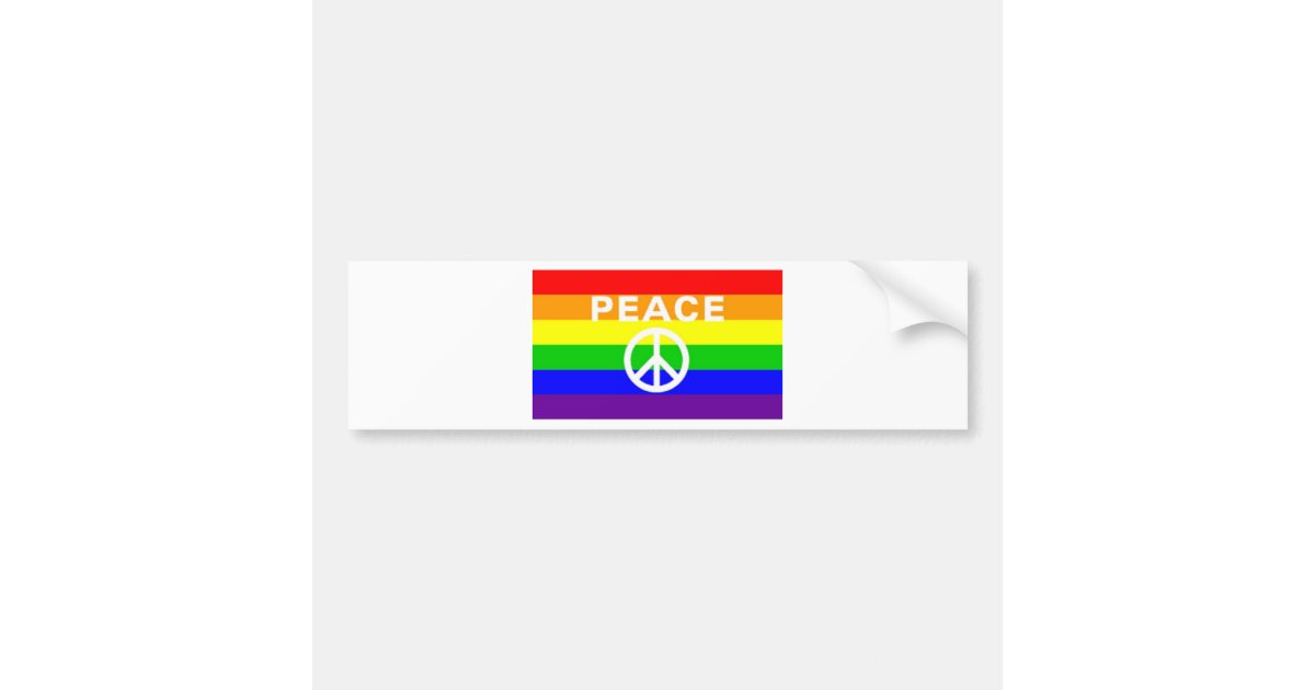 Rainbow peace sign flag bumper sticker | Zazzle