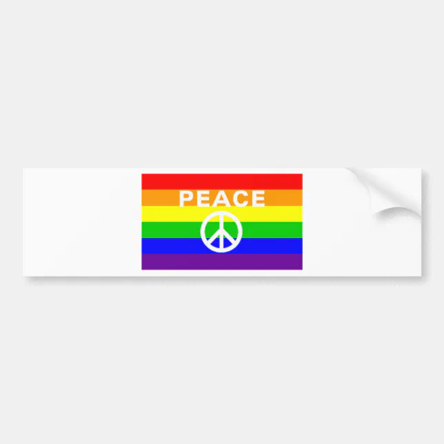 Rainbow peace sign flag bumper sticker | Zazzle