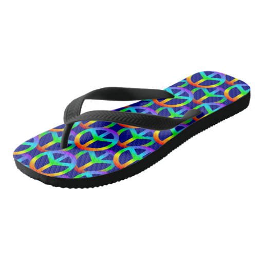 Rainbow Peace Sign Flip Flops | Zazzle