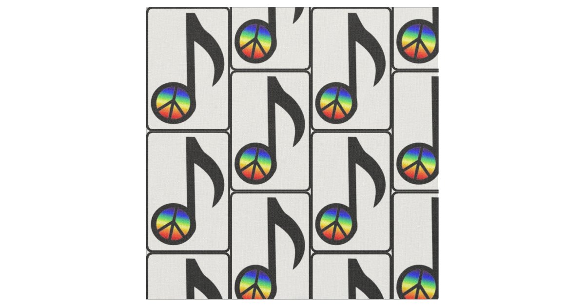 Rainbow Peace Sign Music Note Fabric | Zazzle