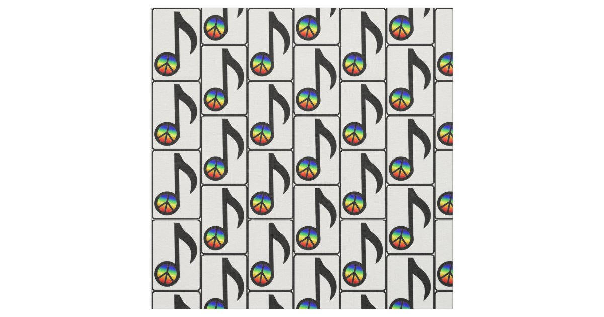Rainbow Peace Sign Music Note Fabric | Zazzle