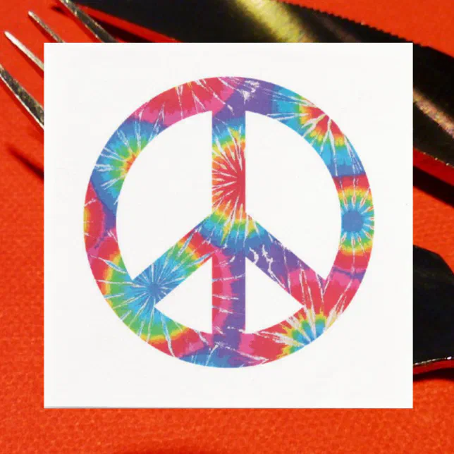 Rainbow Peace Sign Napkins 60s sixties party | Zazzle