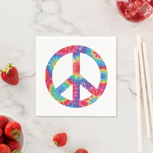 Rainbow Peace Sign Napkins 60s sixties party | Zazzle