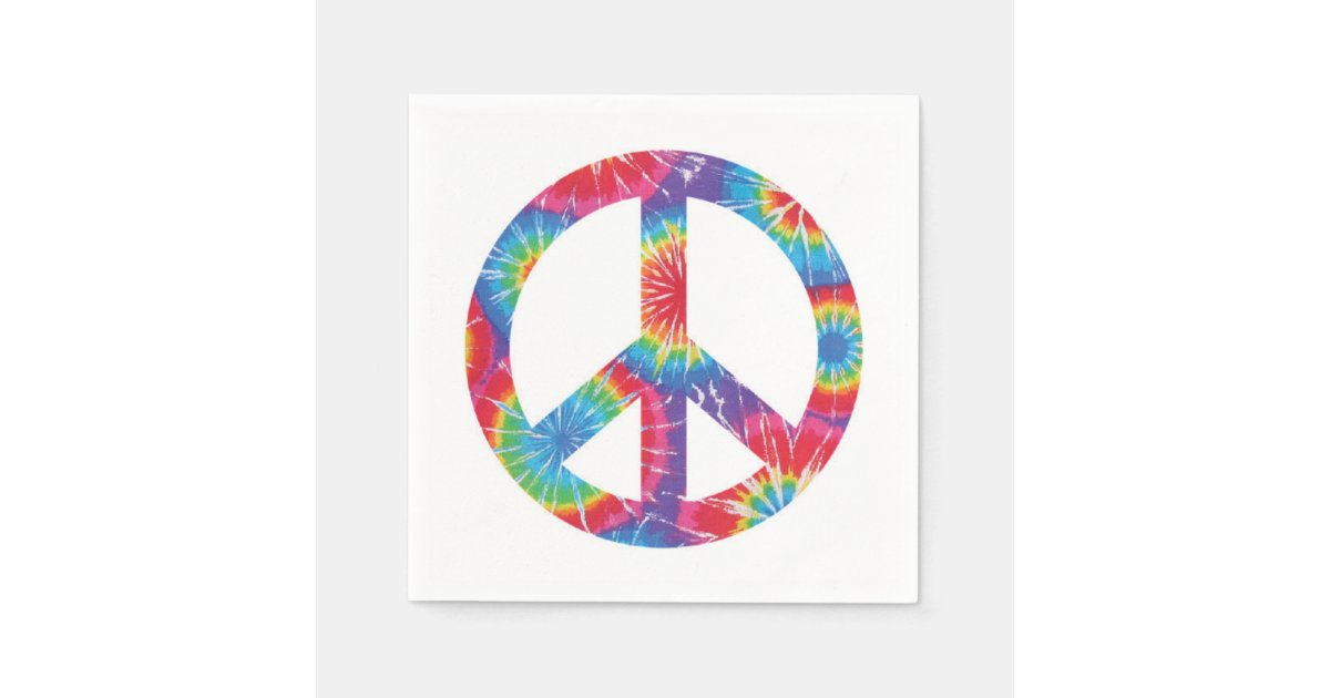 Rainbow Peace Sign Napkins 60s sixties party | Zazzle