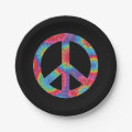 Rainbow Peace Sign Paper Plates 60s sixties party | Zazzle