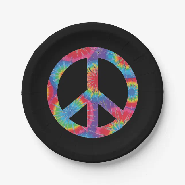 Rainbow Peace Sign Paper Plates 60s sixties party | Zazzle