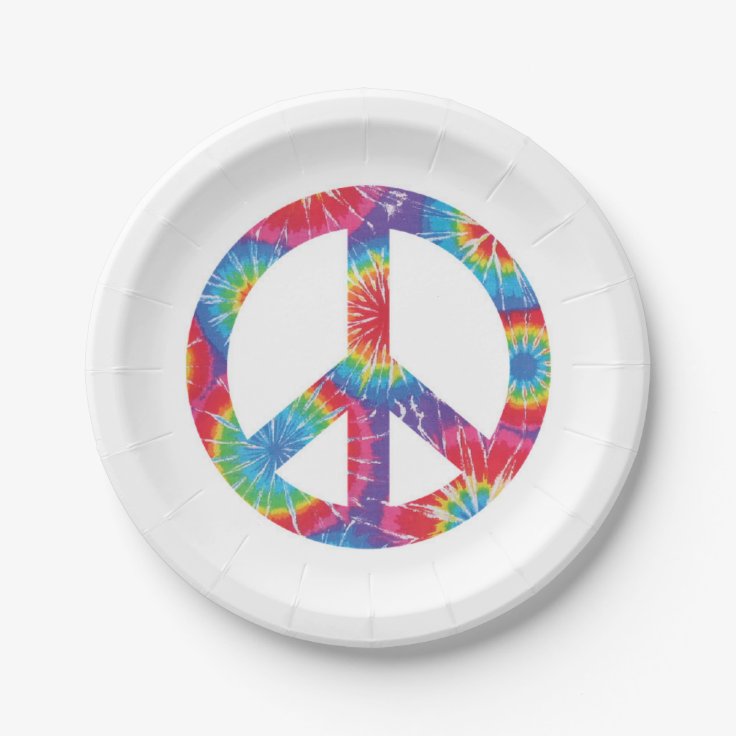 Rainbow Peace Sign Paper Plates 60s sixties party | Zazzle