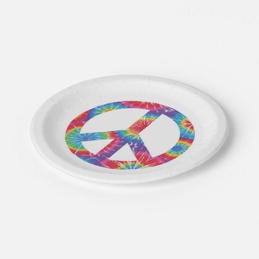 Rainbow Peace Sign Paper Plates 60s sixties party | Zazzle