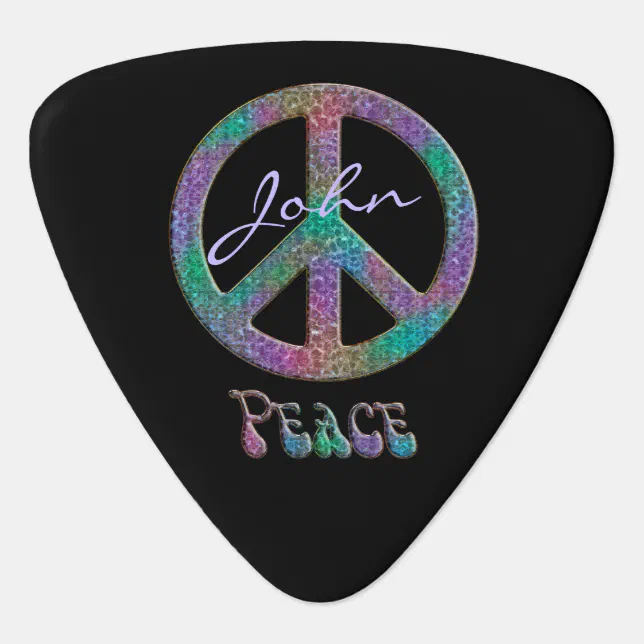 Rainbow Peace Sign Personalized Music Guitar Pick | Zazzle