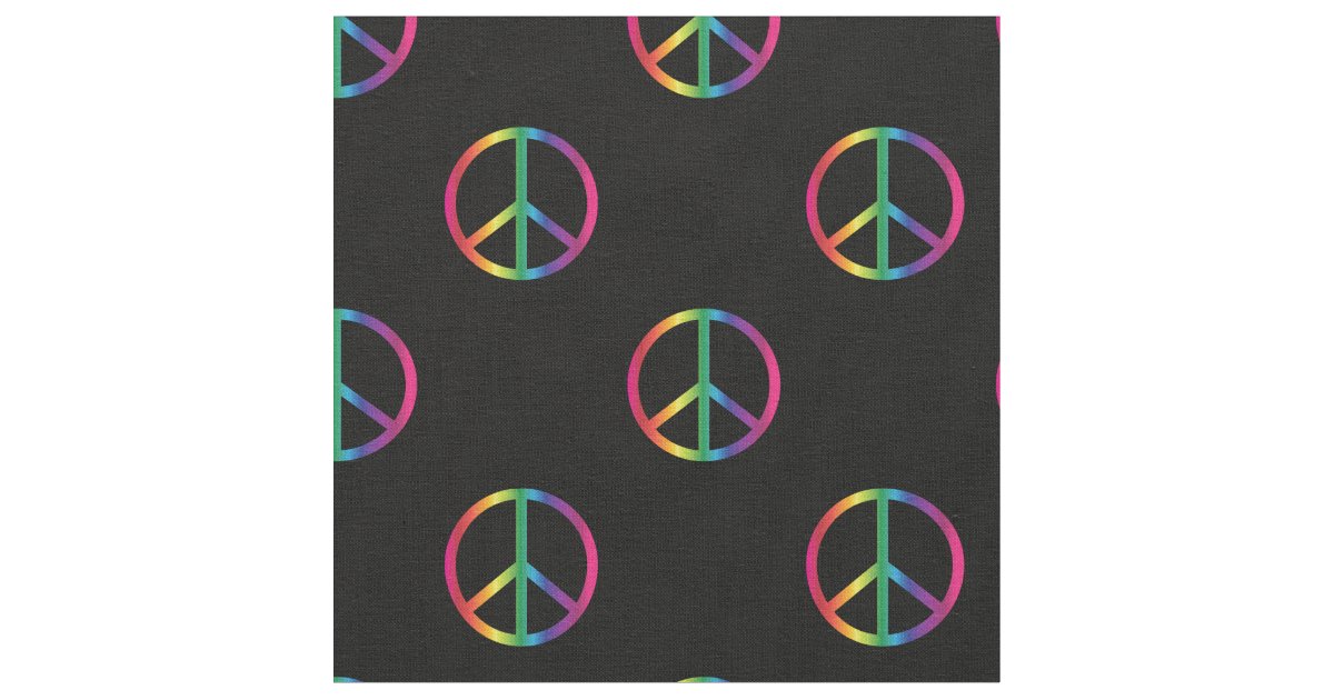 Rainbow Peace Signs Fabric | Zazzle