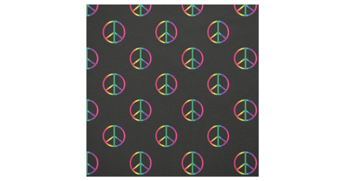 Rainbow Peace Signs Fabric | Zazzle