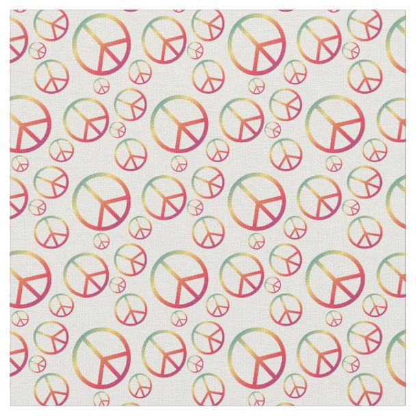 Rainbow Peace Sign Fabric | Zazzle