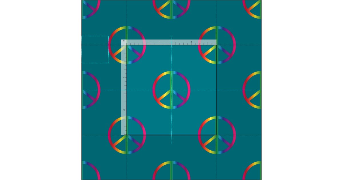 Rainbow Peace Signs Teal Fabric | Zazzle