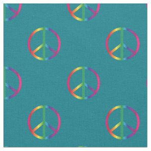 Rainbow Peace Sign Fabric | Zazzle