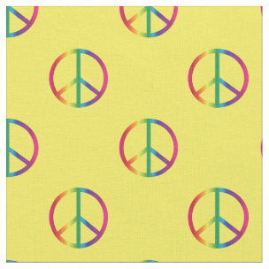 Rainbow Peace Signs Fabric | Zazzle