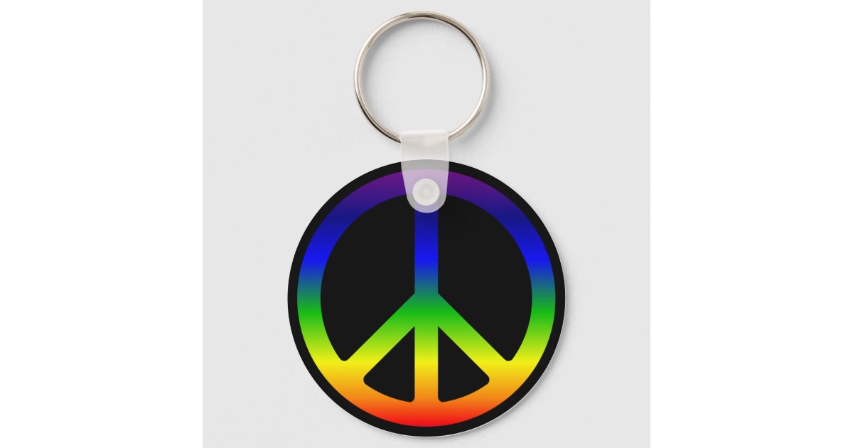 Rainbow Peace Symbol Keychain | Zazzle