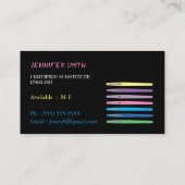 Rainbow Pen Substitute Teacher Black Business Card | Zazzle