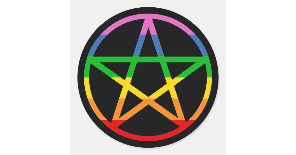 Rainbow Pentacle Classic Round Sticker | Zazzle