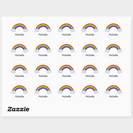 Rainbow Personalized Classic Round Sticker | Zazzle