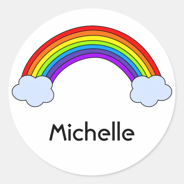 Rainbow Personalized Classic Round Sticker | Zazzle