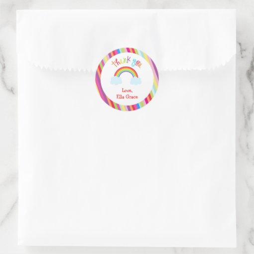 Rainbow Personalized Thank You Favor Stickers | Zazzle