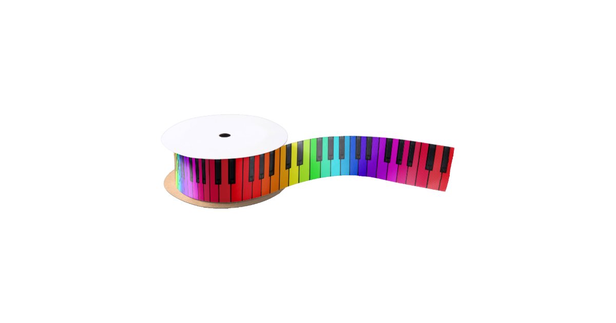 Rainbow Piano Keyboard Satin Ribbon | Zazzle