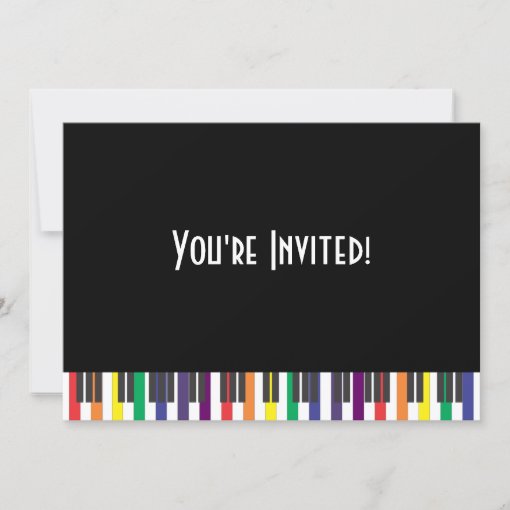 Rainbow Piano Keys Birthday Party Invitation | Zazzle