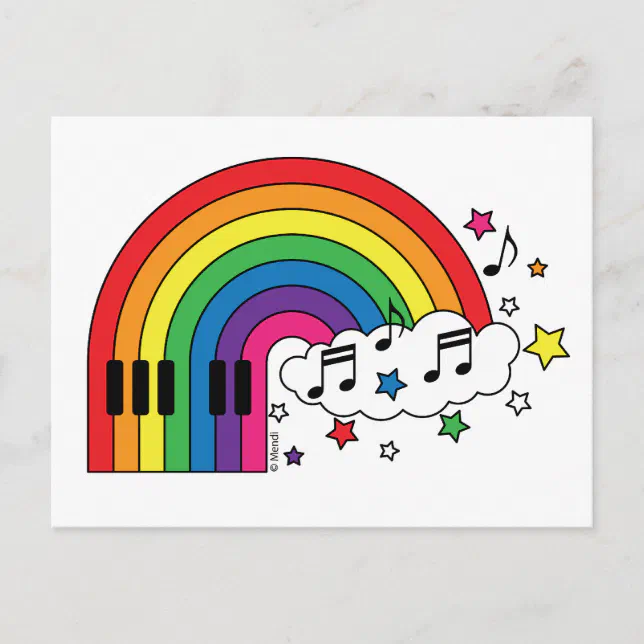Rainbow Piano Postcard | Zazzle