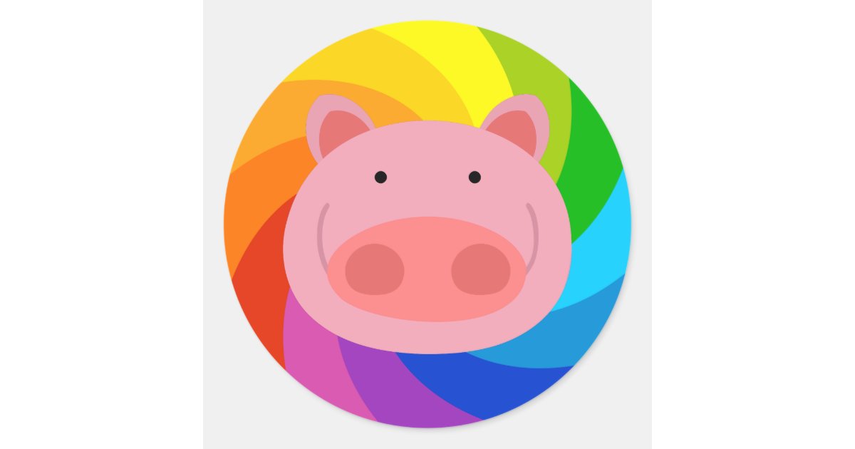 Rainbow Pig Classic Round Sticker | Zazzle