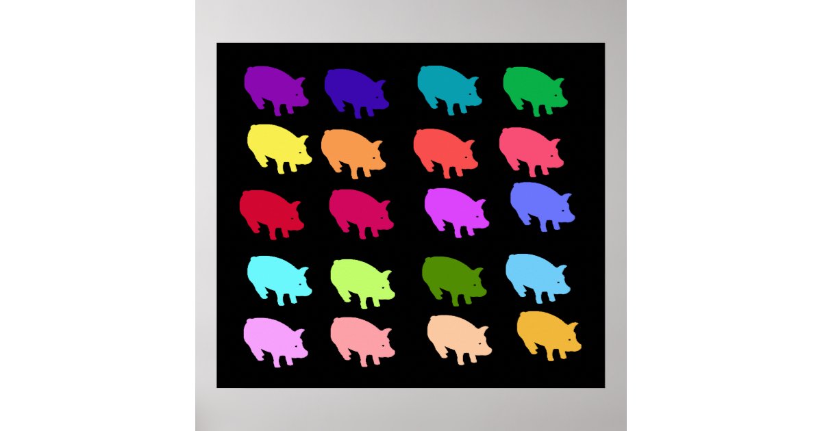 Rainbow Pigs Poster | Zazzle