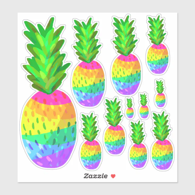 Rainbow Pineapple Stickers, All Sizes of Sticker | Zazzle