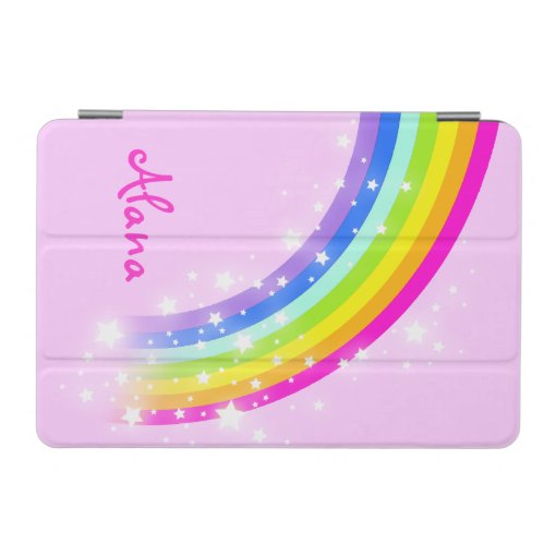 Rainbow pink girls named ipad cover | Zazzle