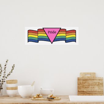 Rainbow Pink Triangle Gay Pride Banner Poster | Zazzle