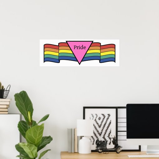 Rainbow Pink Triangle Gay Pride Banner Poster | Zazzle