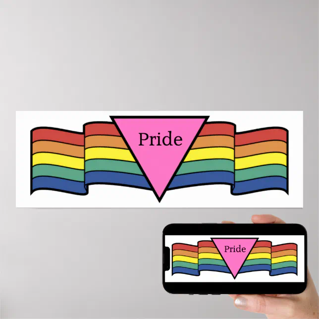 Rainbow Pink Triangle Gay Pride Banner Poster | Zazzle