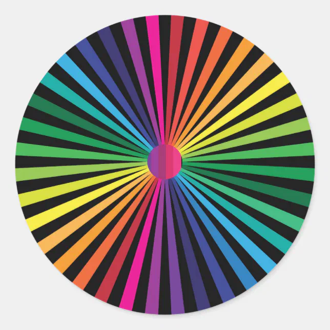 Rainbow PinWheel Classic Round Sticker | Zazzle