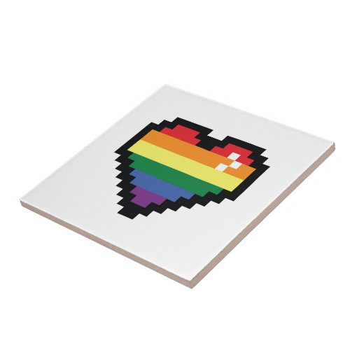 Rainbow Pixel Heart Ceramic Tile | Zazzle