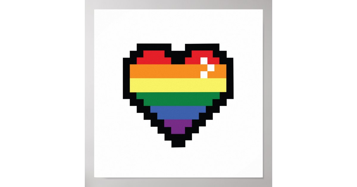 Rainbow Pixel Heart Poster | Zazzle