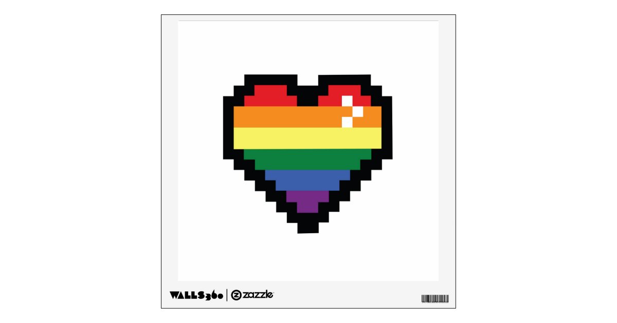 Rainbow Pixel Heart Wall Decal | Zazzle