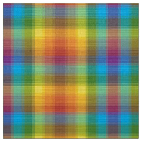 Bright Rainbow Plaid Pattern Fabric | Zazzle
