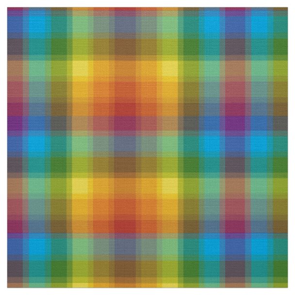 Juicy Rainbow Plaid Fabric | Zazzle