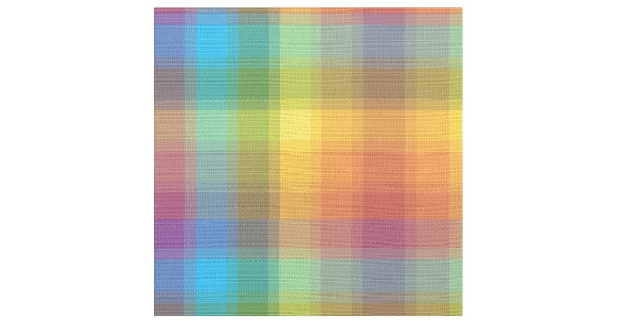 Rainbow Plaid Fabric | Zazzle