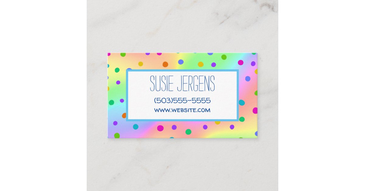 Rainbow Polka Dot Customizable Business Cards | Zazzle