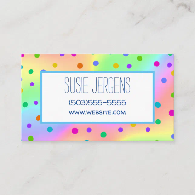 Rainbow Polka Dot Customizable Business Cards | Zazzle