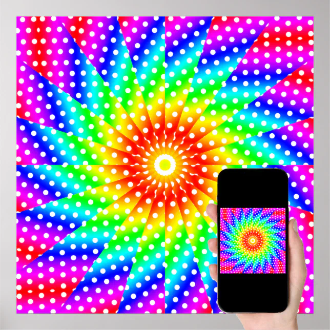 Rainbow Polka Dot Kaleidoscope Mandala Poster | Zazzle