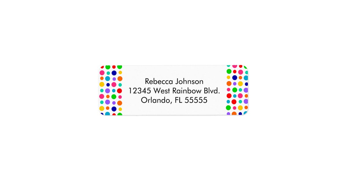 Rainbow Polka Dots Address Label | Zazzle