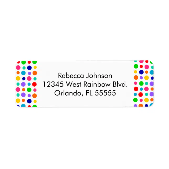 Rainbow Polka Dots Address Label | Zazzle
