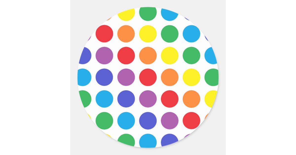 Rainbow Polka Dots Classic Round Sticker | Zazzle