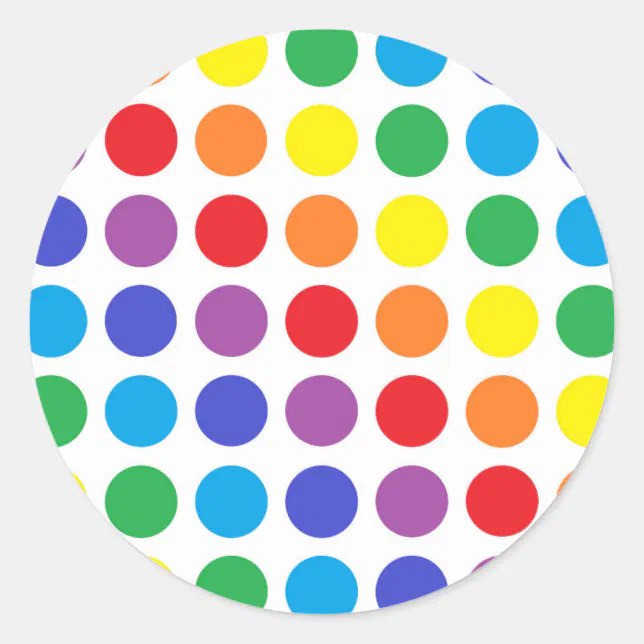 Rainbow Polka Dots Classic Round Sticker | Zazzle